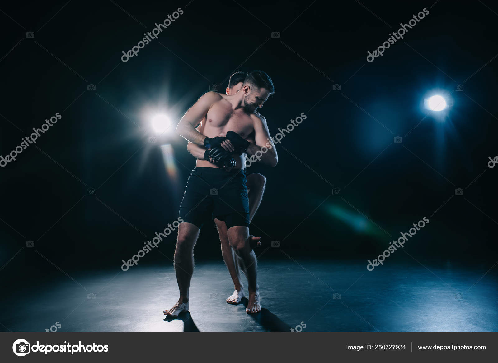Mma Fighter Doing Clinch Another Sportsman Back Training Stock Photo by ...
