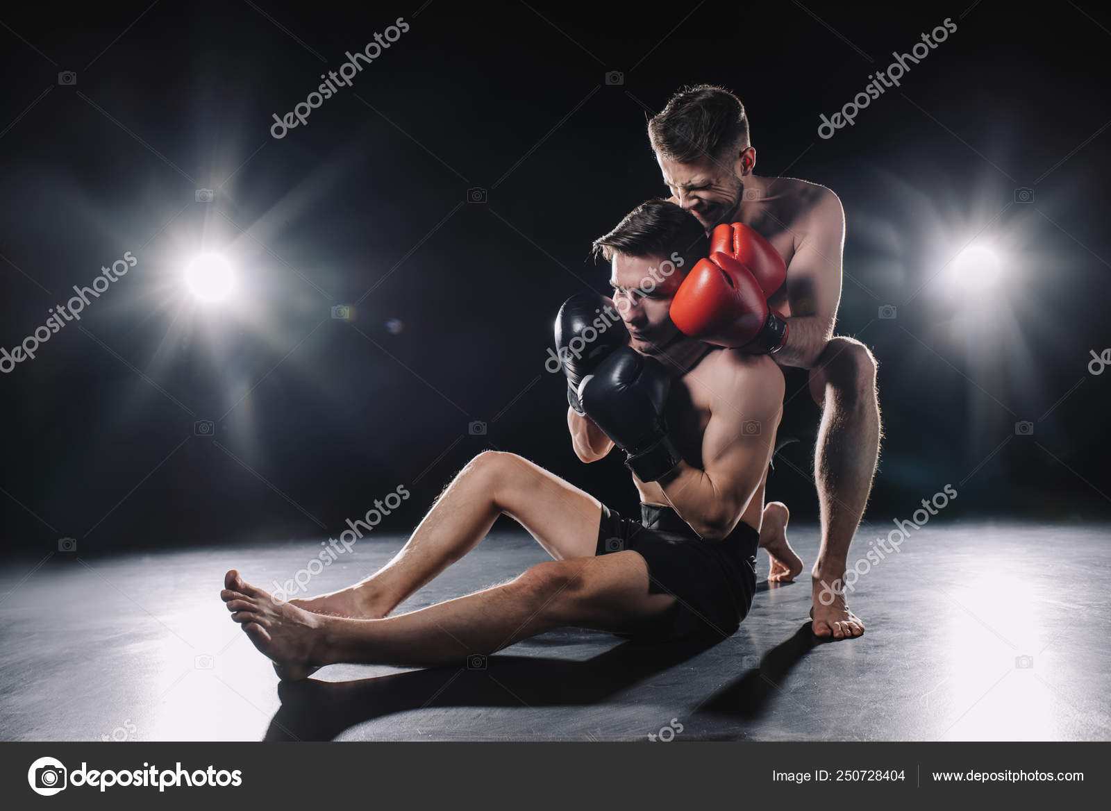 Strong Mma Fighter Boxing Gloves Doing Painful Chokehold Another ... Strong Mma Fighter Boxing Gloves Doing Painful Chokehold Another ...