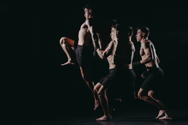 Long Exposure Shirtless Muscular Mma Fighter Doing Kick Green Light ...