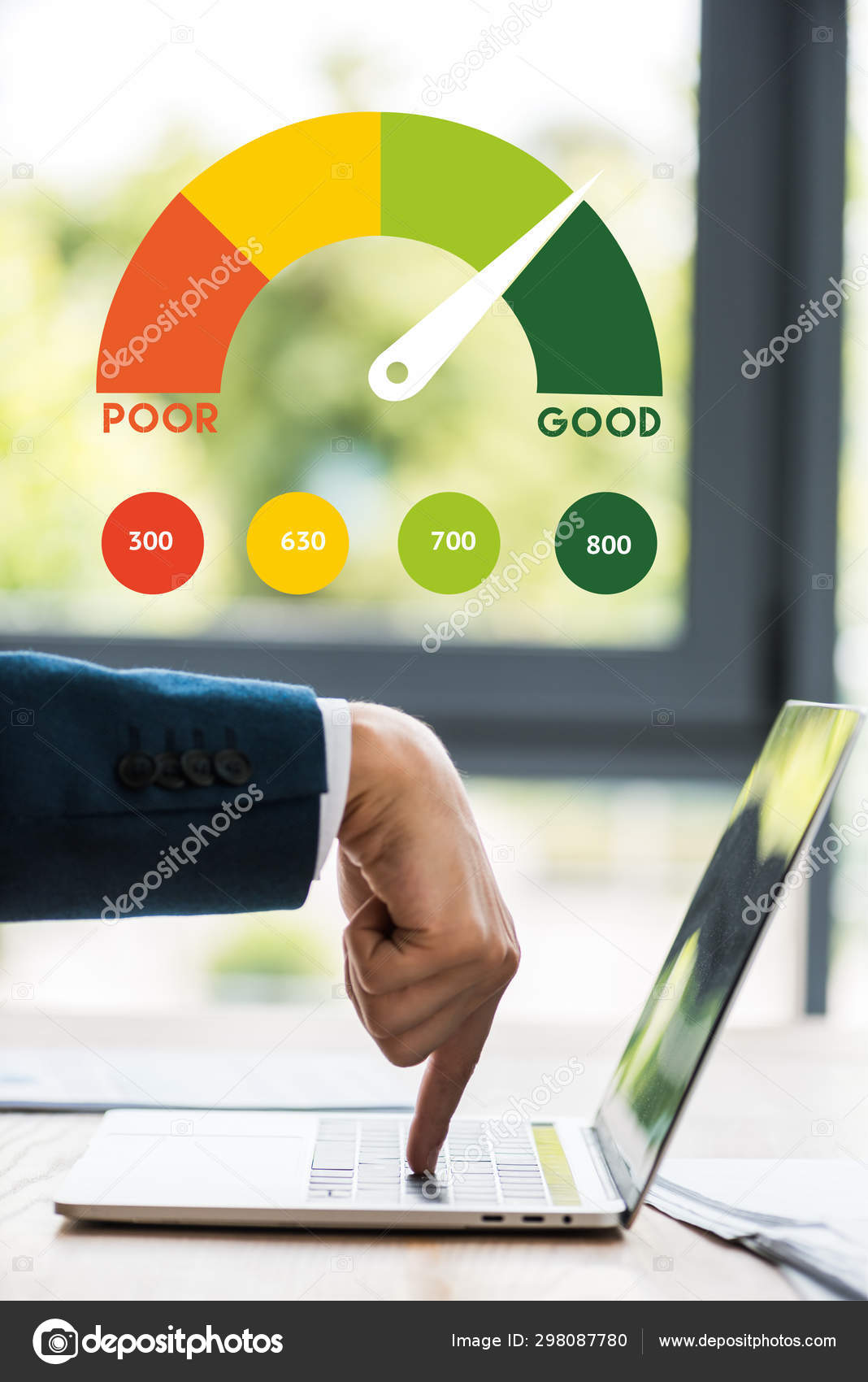 Cropped View Businessman Pointing Finger Laptop Keyboard Colorful Speed ...