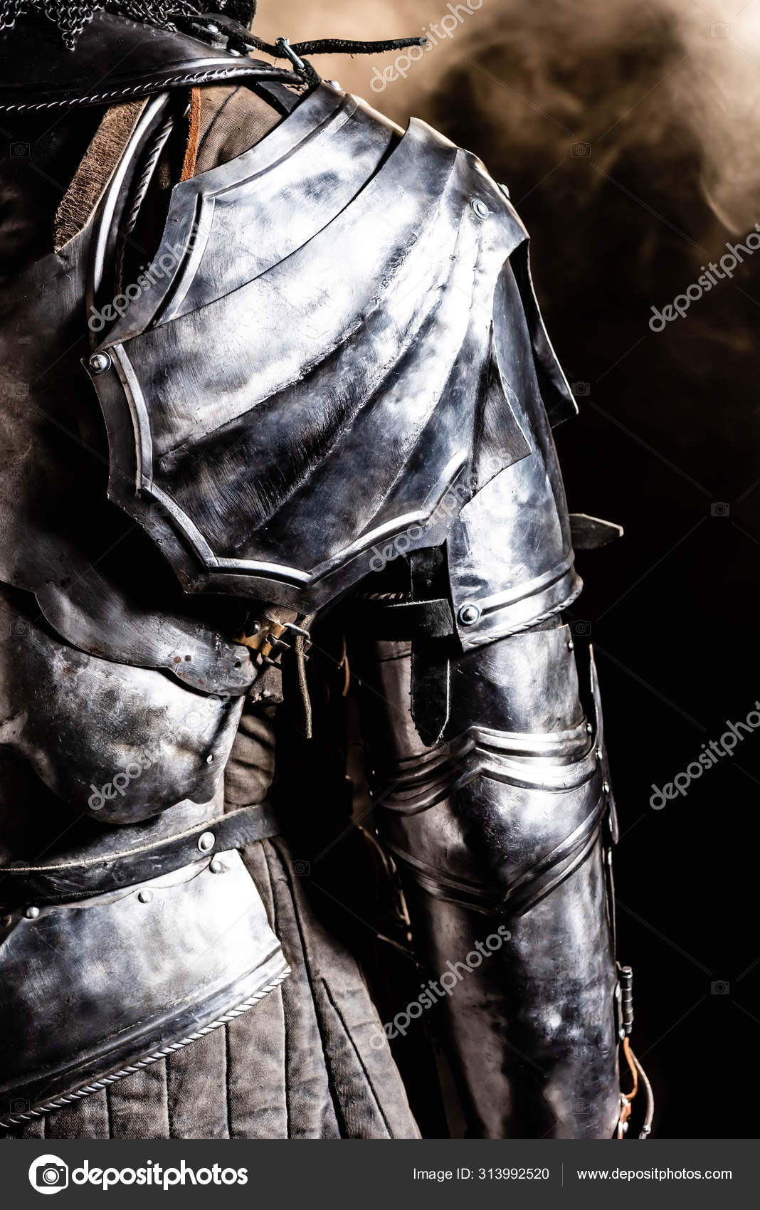 Cropped View Knight Armor Black Background — Stock Photo © VitalikRadko ...