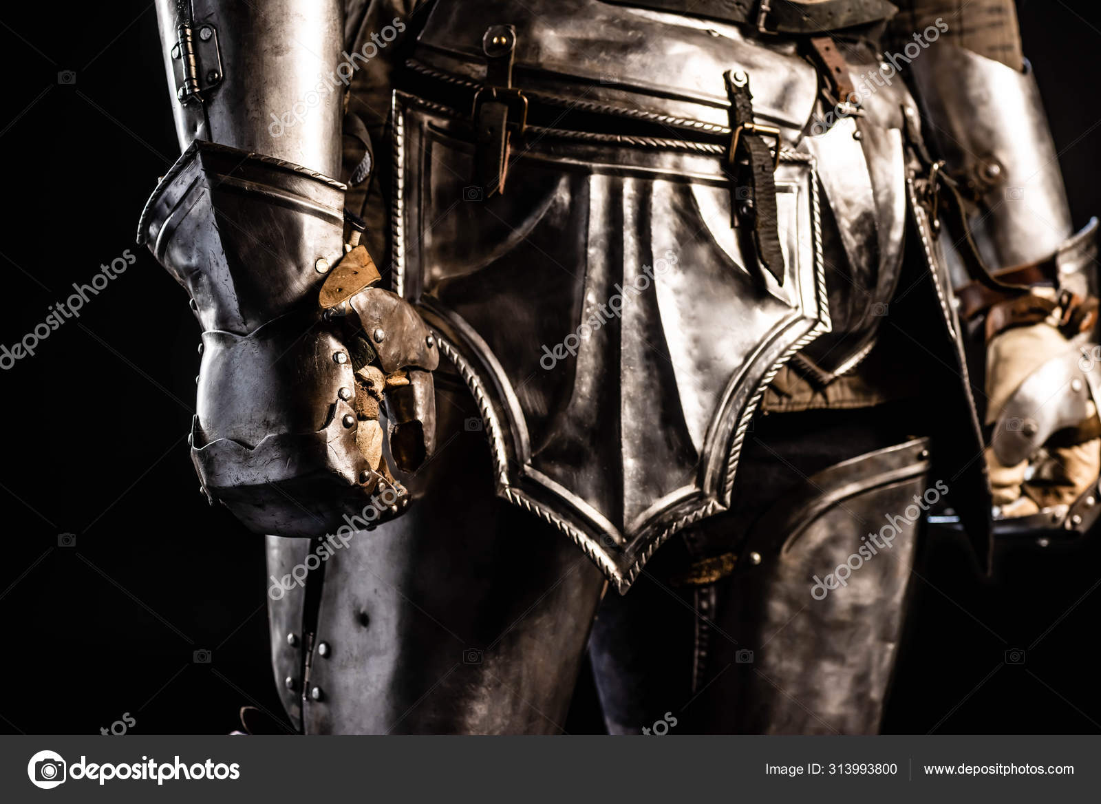 Cropped View Knight Armor Isolated Black Stock Photo by ©VitalikRadko ...