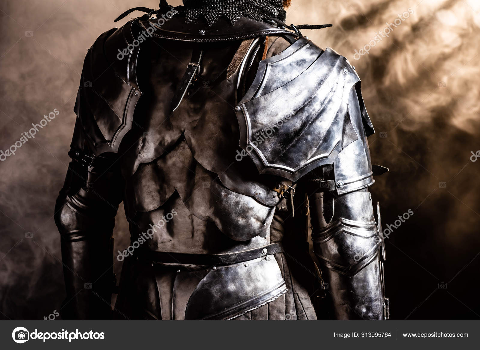 Cropped View Knight Armor Black Background Stock Photo by ©VitalikRadko ...