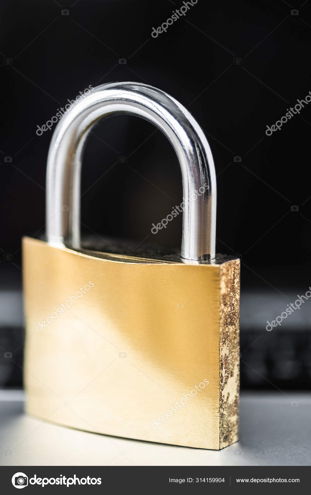 Selective Focus Metal Padlock Copy Space Office — Stock Photo ...