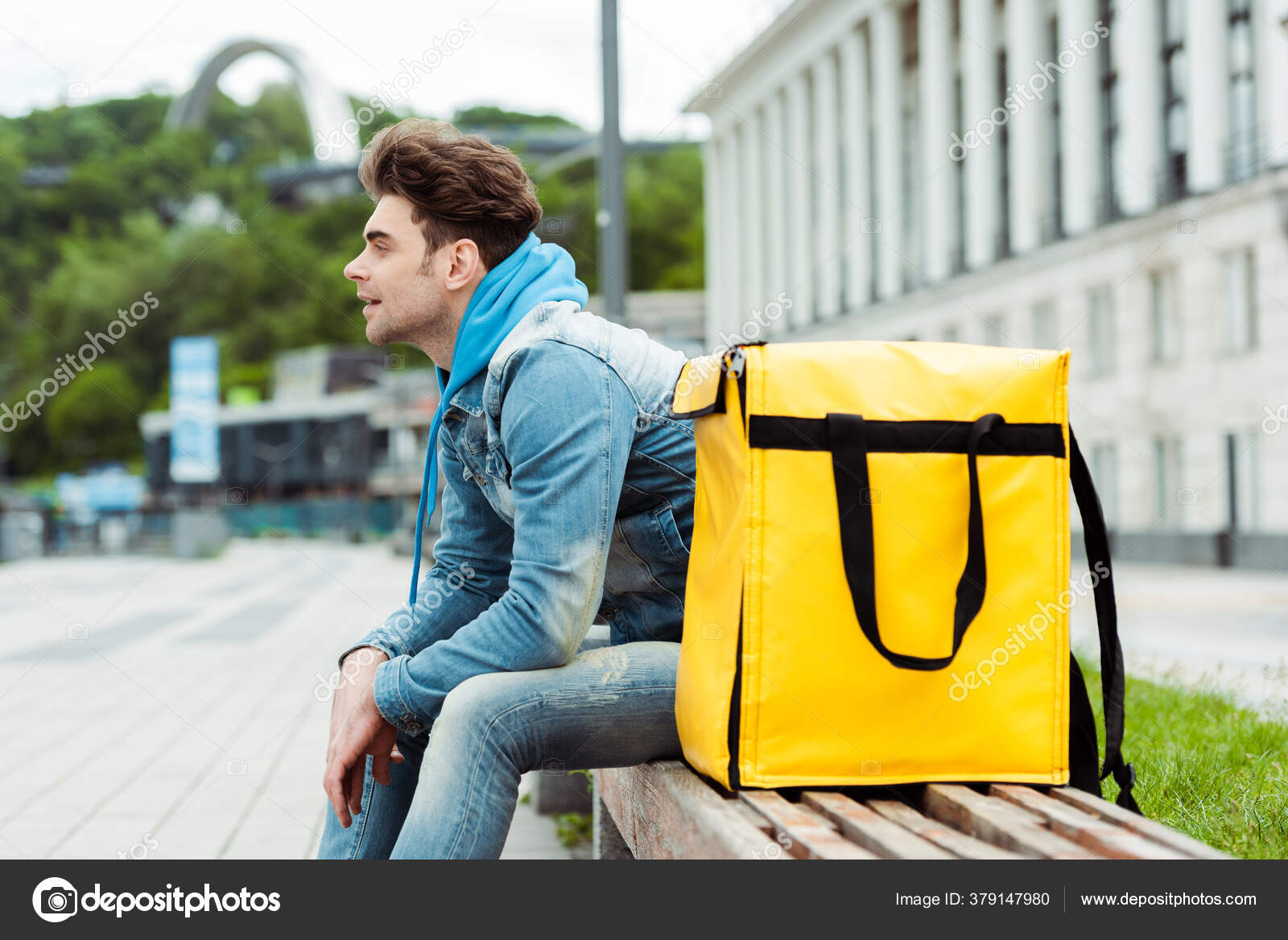 Person Sitting On Bench Side View