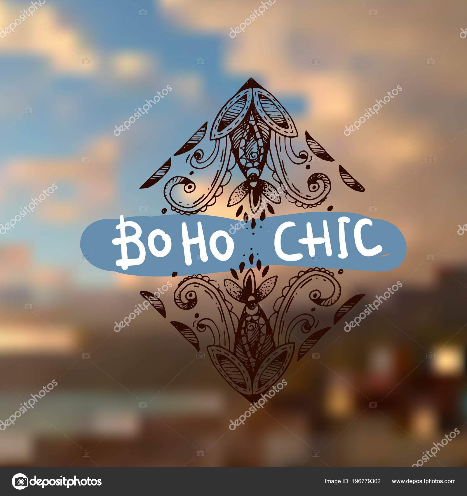 Boho Style Graphic Elements Beautiful Hand Drawn Illustration Trible ...