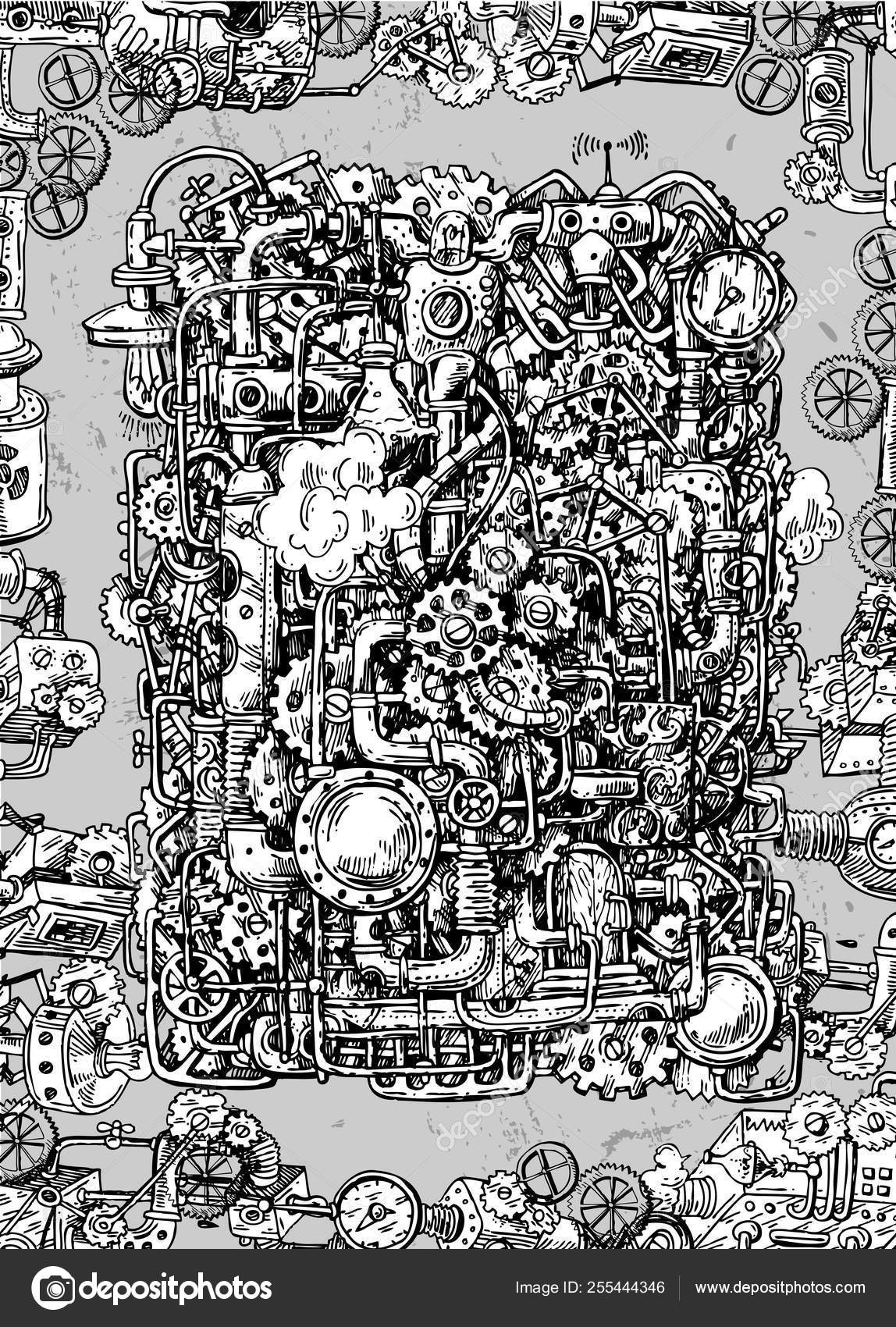 Steampunk Pipes Drawing
