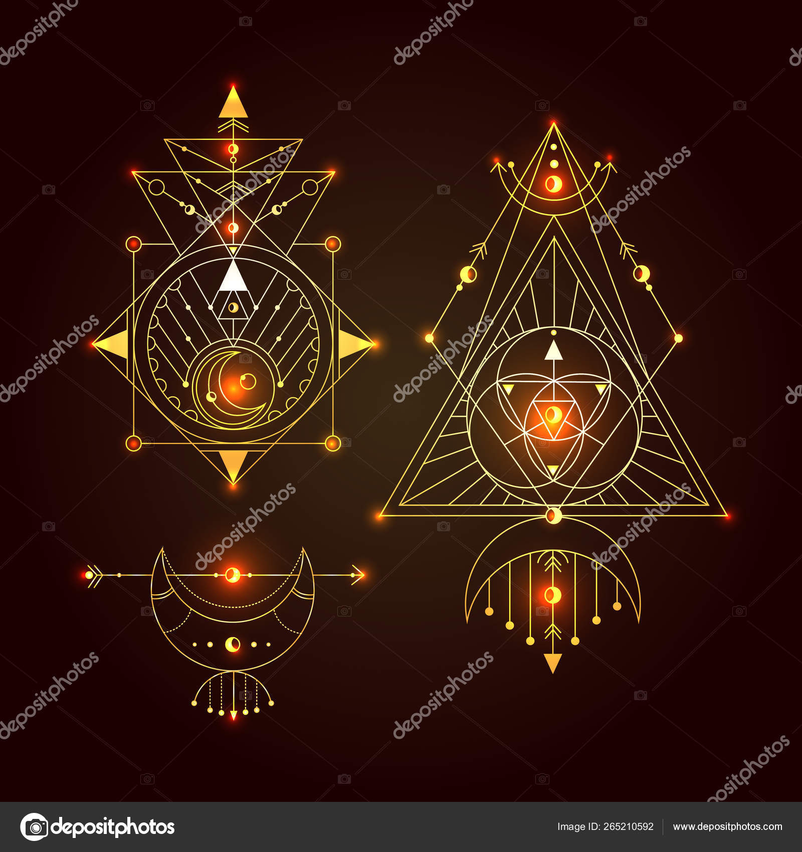Sacred geometry vector illustration set. Good for logo, design of yoga ...