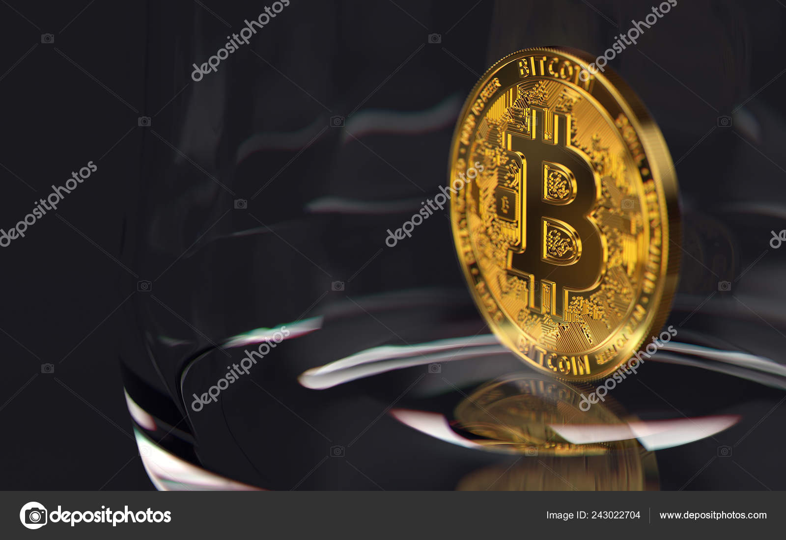 Golden Bitcoin Alone Bottom Jar Risky Investment Concept Rendering ... Golden Bitcoin Alone Bottom Jar Risky Investment Concept Rendering ...