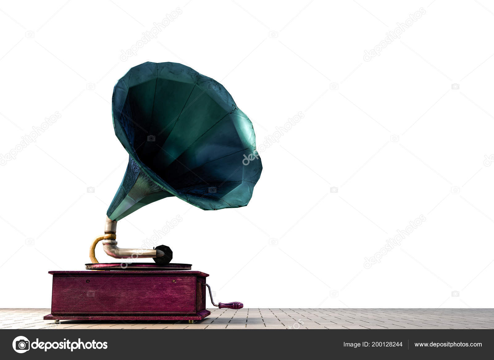 Old Phonograph Isolated White Background Illustration Stock Photo by ...