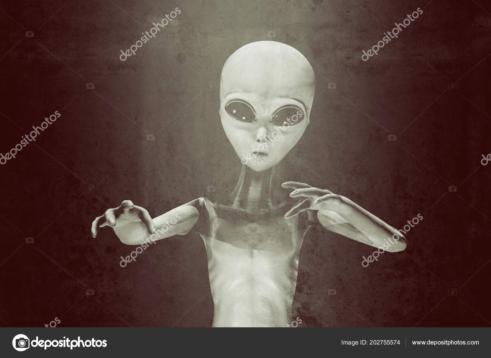 Alien Isolated Black Background Illustration Stock Photo by ...