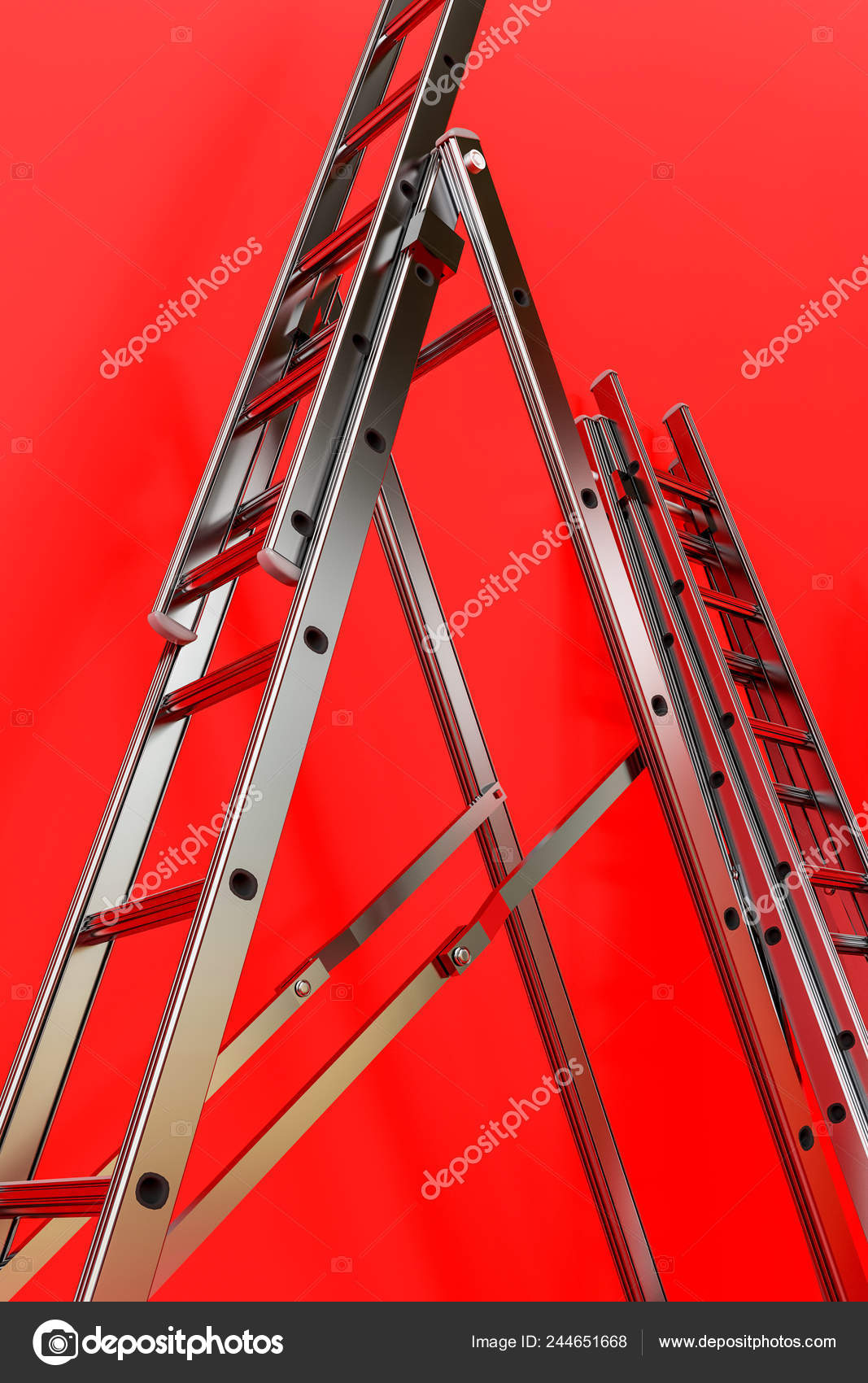 Metal Ladder Isolated Red Background Illustration Stock Photo by ...