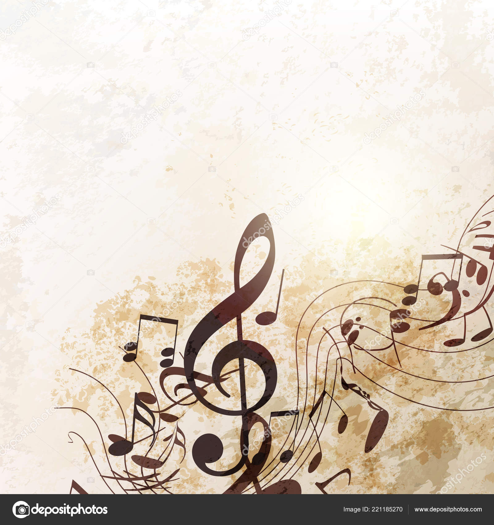 Fondo De Notas Musicales Vintage Fondo Musical Antiguo Stock De
