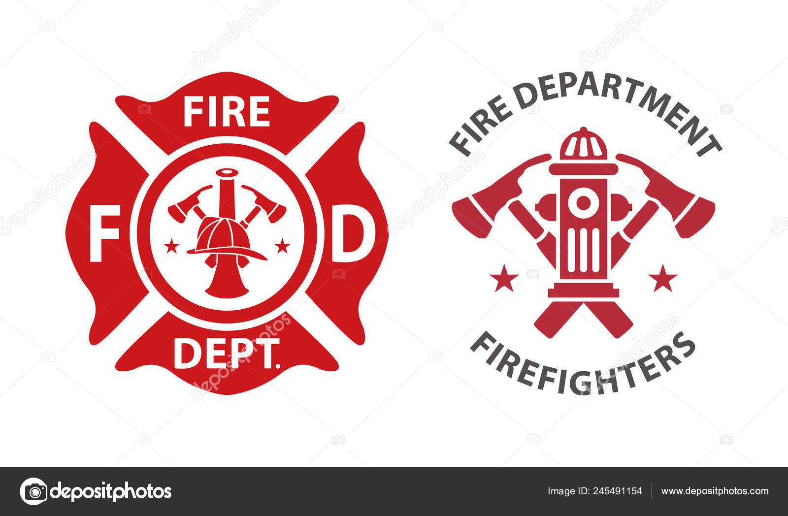 Fire Department Logos Set Modern Vintage — Stock Vector © oculo #245491154