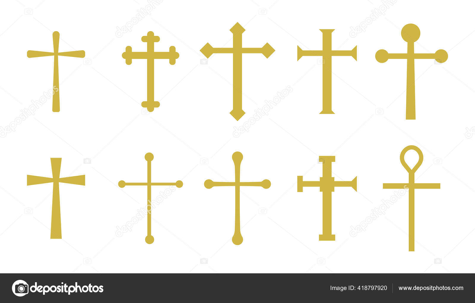 Conjunto Cruces Cristianas Doradas Vector Vector de stock por ©oculo ...