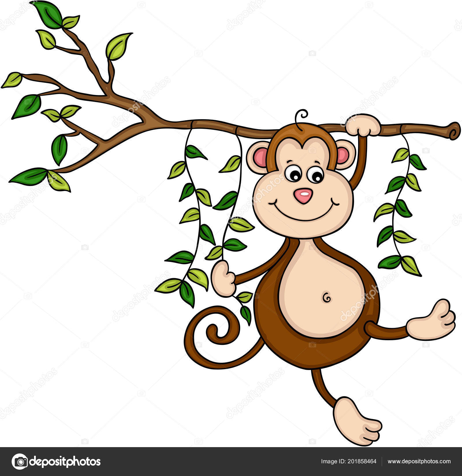 Mono Colgando Árbol Selva Vector de stock #201858464 de ©socris79