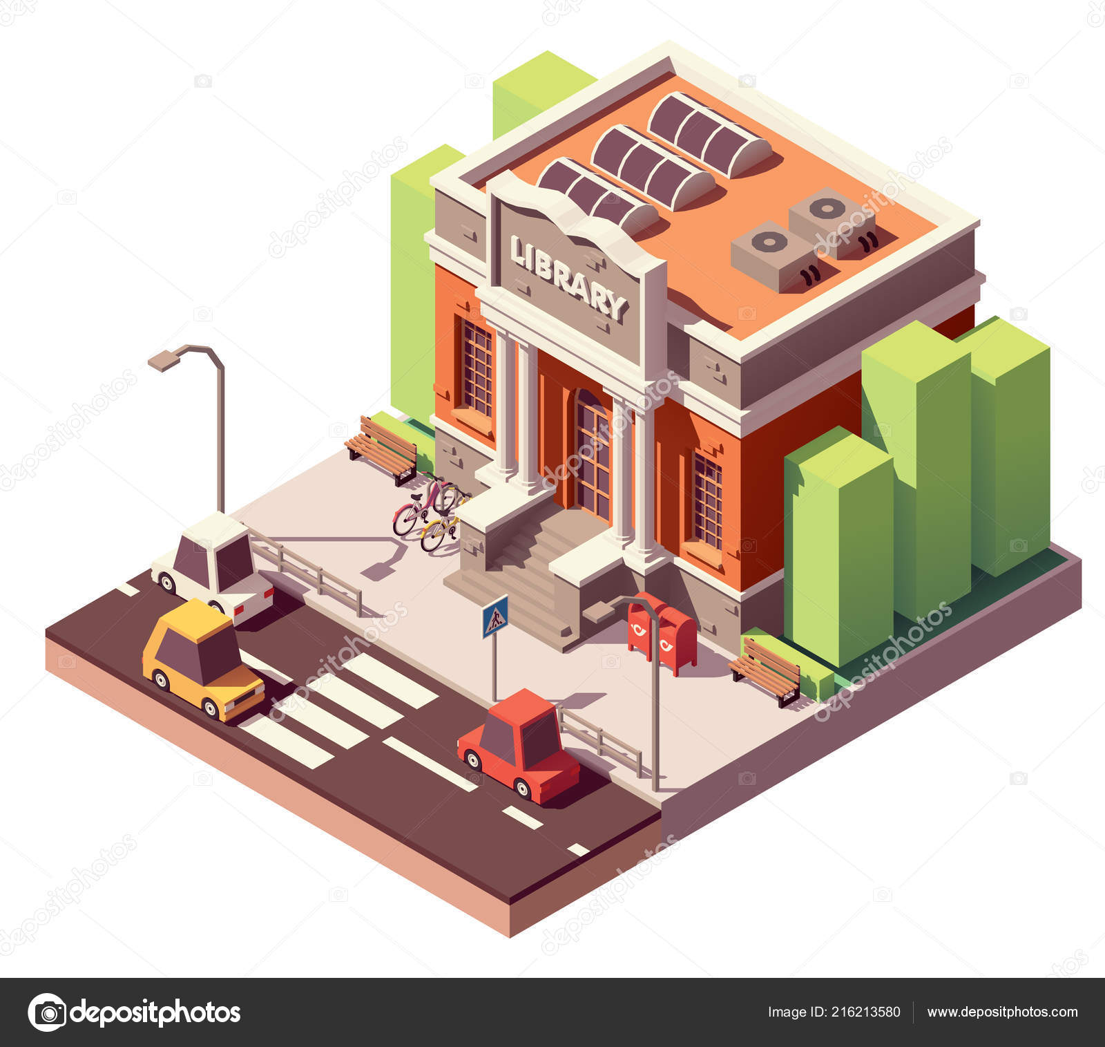 Vector isometric library building Stock Vector Image by ©tele52 #216213580
