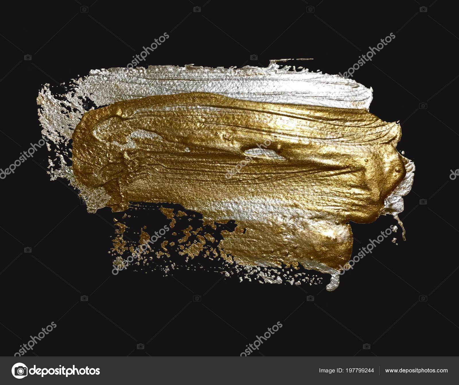 Hand drawing silver and gold brush stroke paint — Stock Photo ...