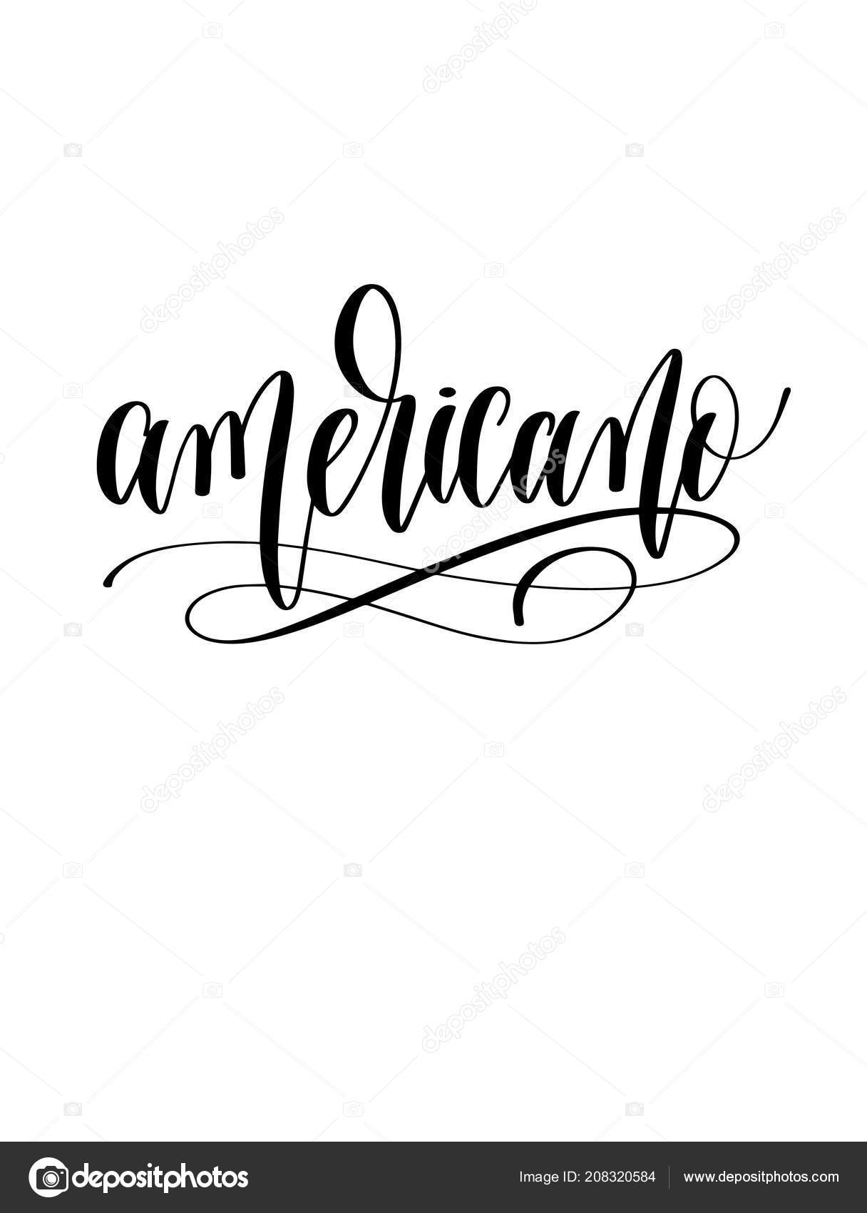 Americano - black and white hand lettering text Stock Vector Image by ...