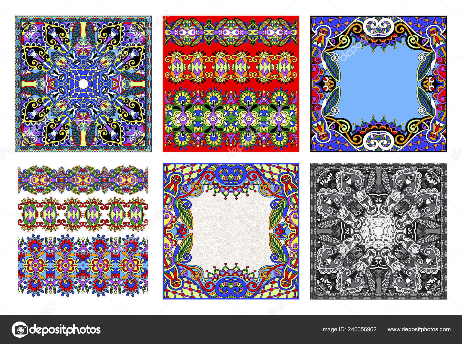 Set of traditional kalamkari ornamental floral paisley design Stock ...