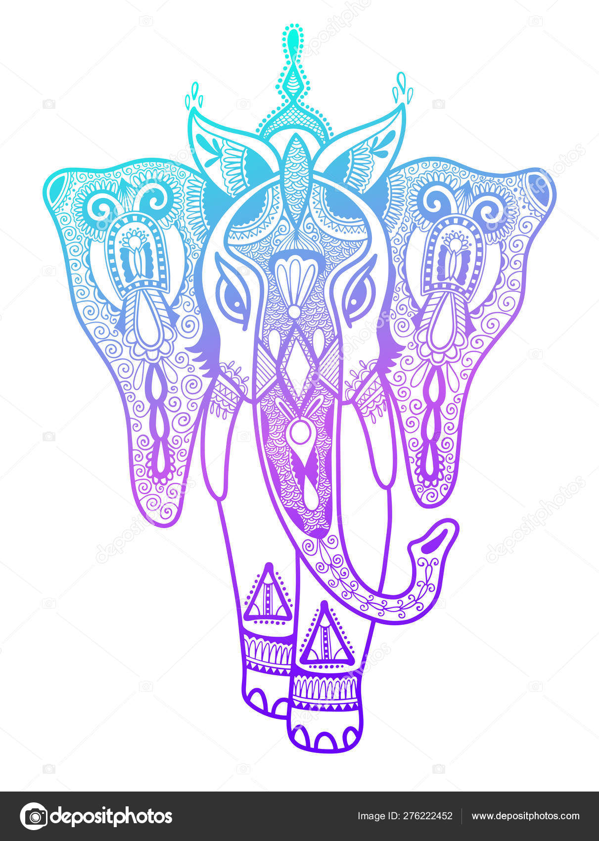 Colorful Tribal Elephant Tattoo