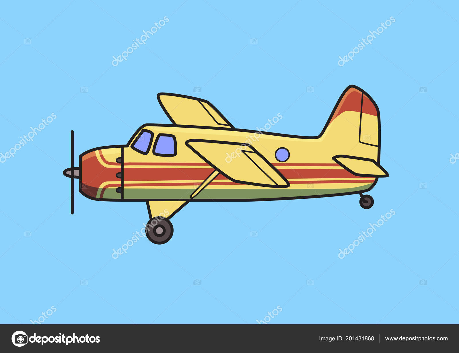 Bush plane, piston aircraft, airplane. Flat vector illustration ...