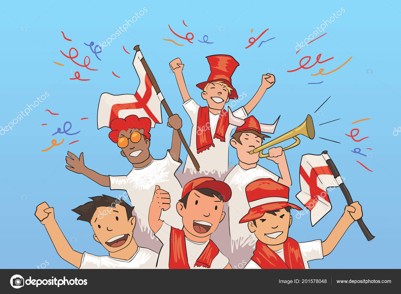 Football Fans Cheering Vector