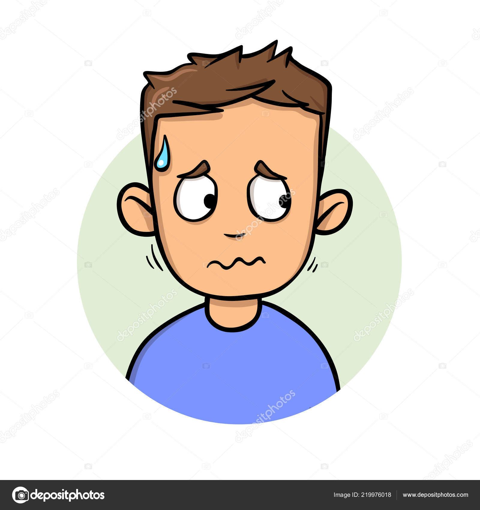 Young sweating man looking sideways. Flat design icon. Flat vector ...