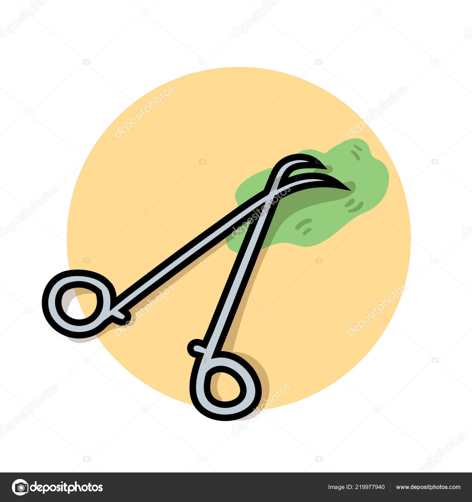 Flat medical scissors. Cartoon design icon. Flat vector illustration ...