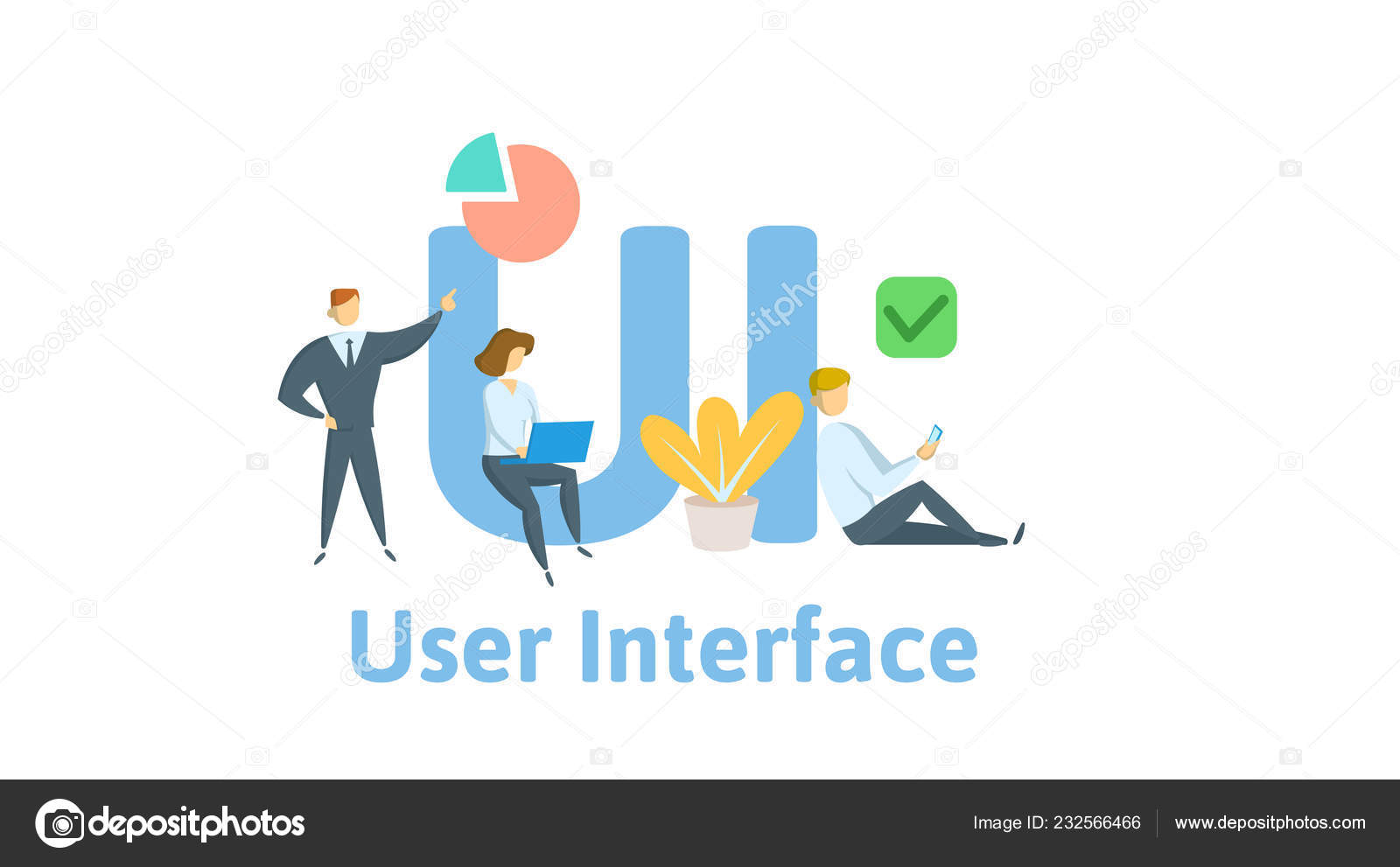 UI, user experience, user interface. Concept with keywords, letters ...