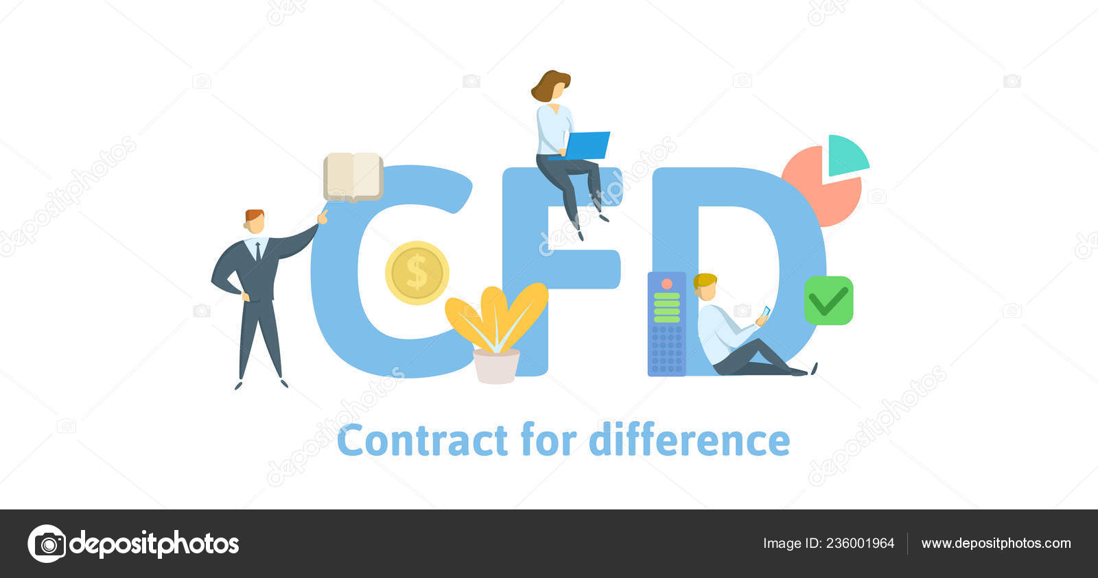 CFD, Contract For Difference. Concept with keywords, letters and icons ...