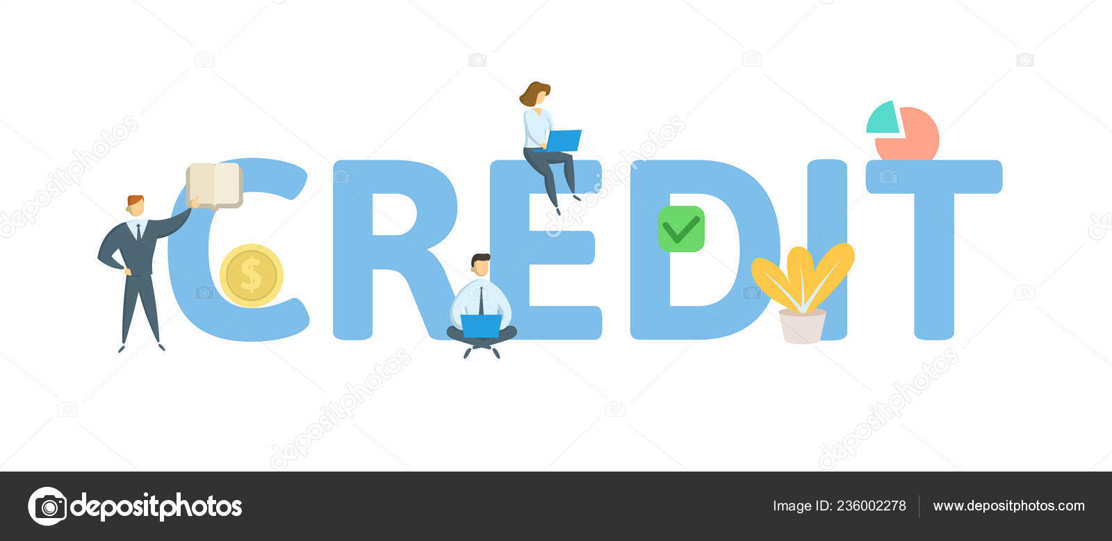 CREDIT word concept banner. Concept with keywords, letters and icons ...