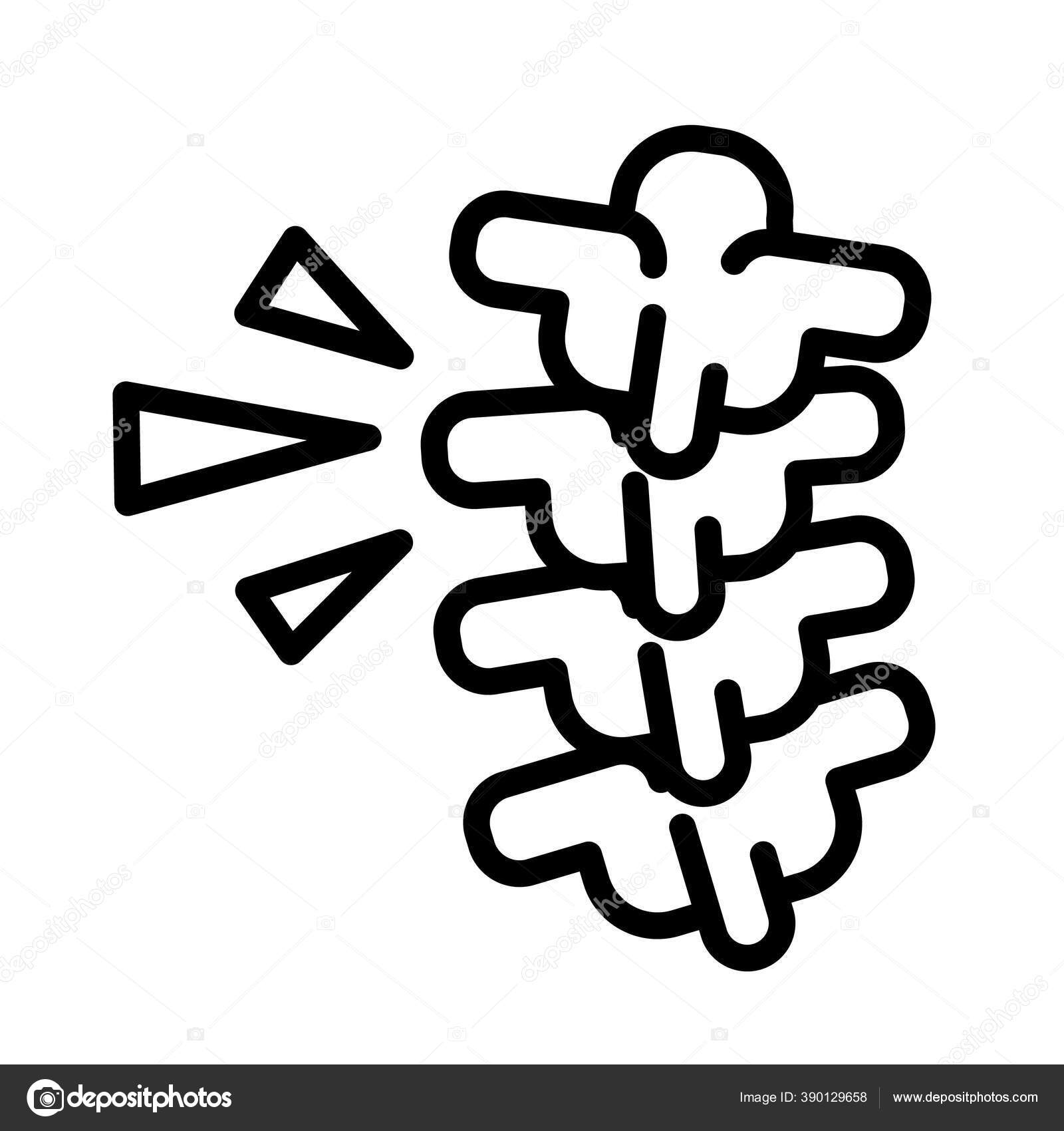Cracking spine simple black and white outline icon. Flat vector ...