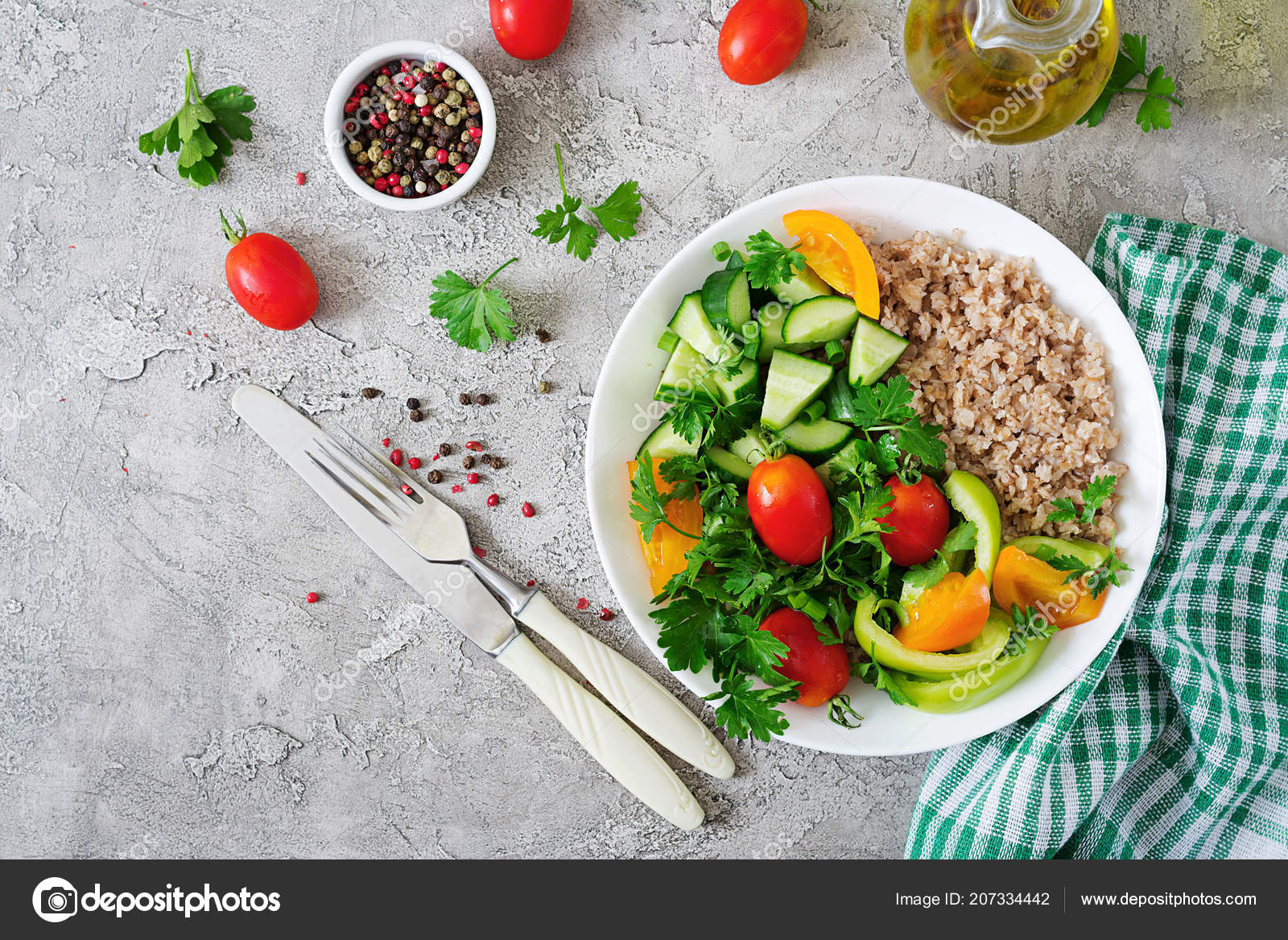 Diet Menu Healthy Vegetarian Salad Fresh Vegetables Tomatoes Cucumber ...