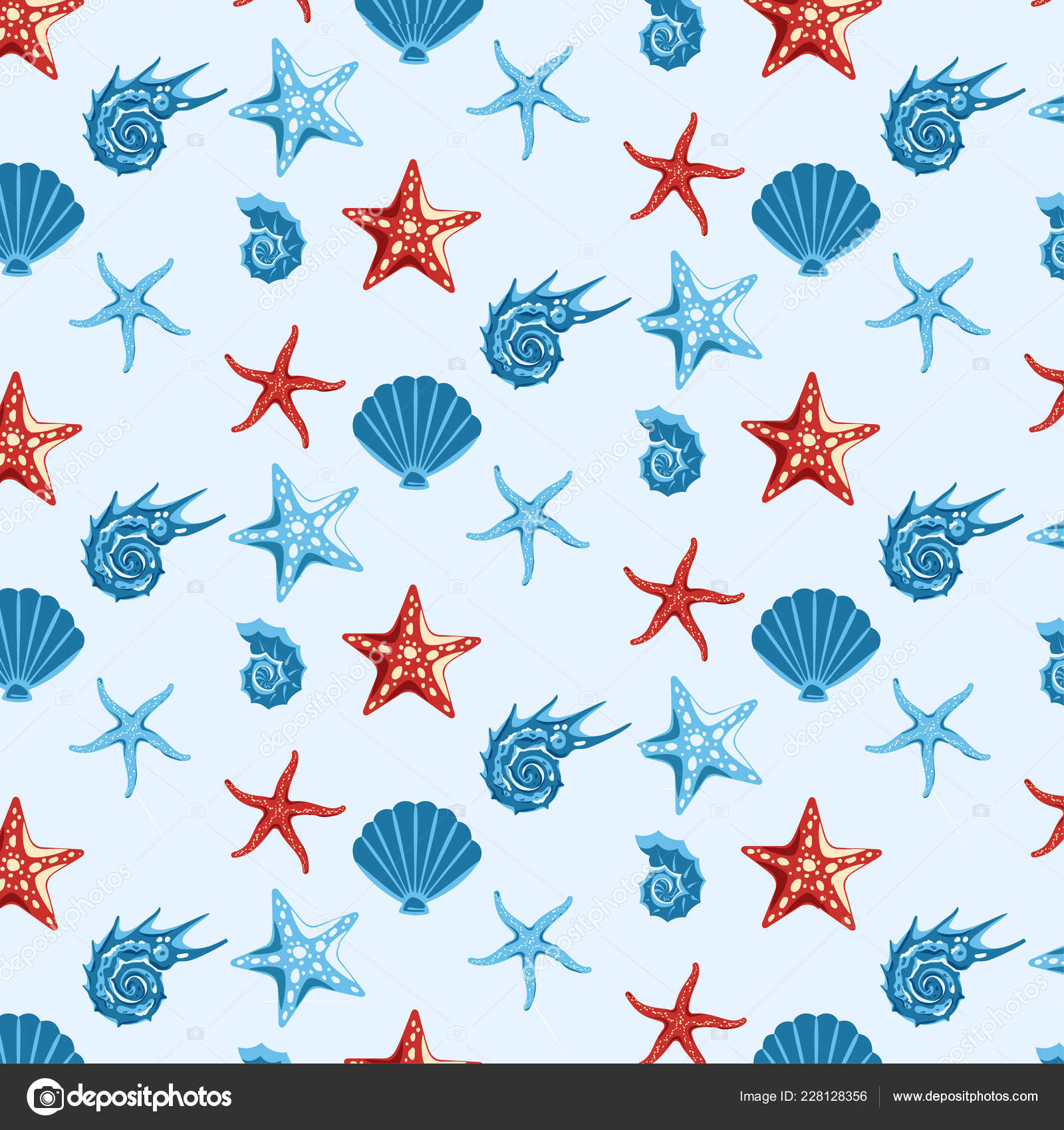 Sea pattern in flat style Stock Vector by ©Olga_Kononok 228128356