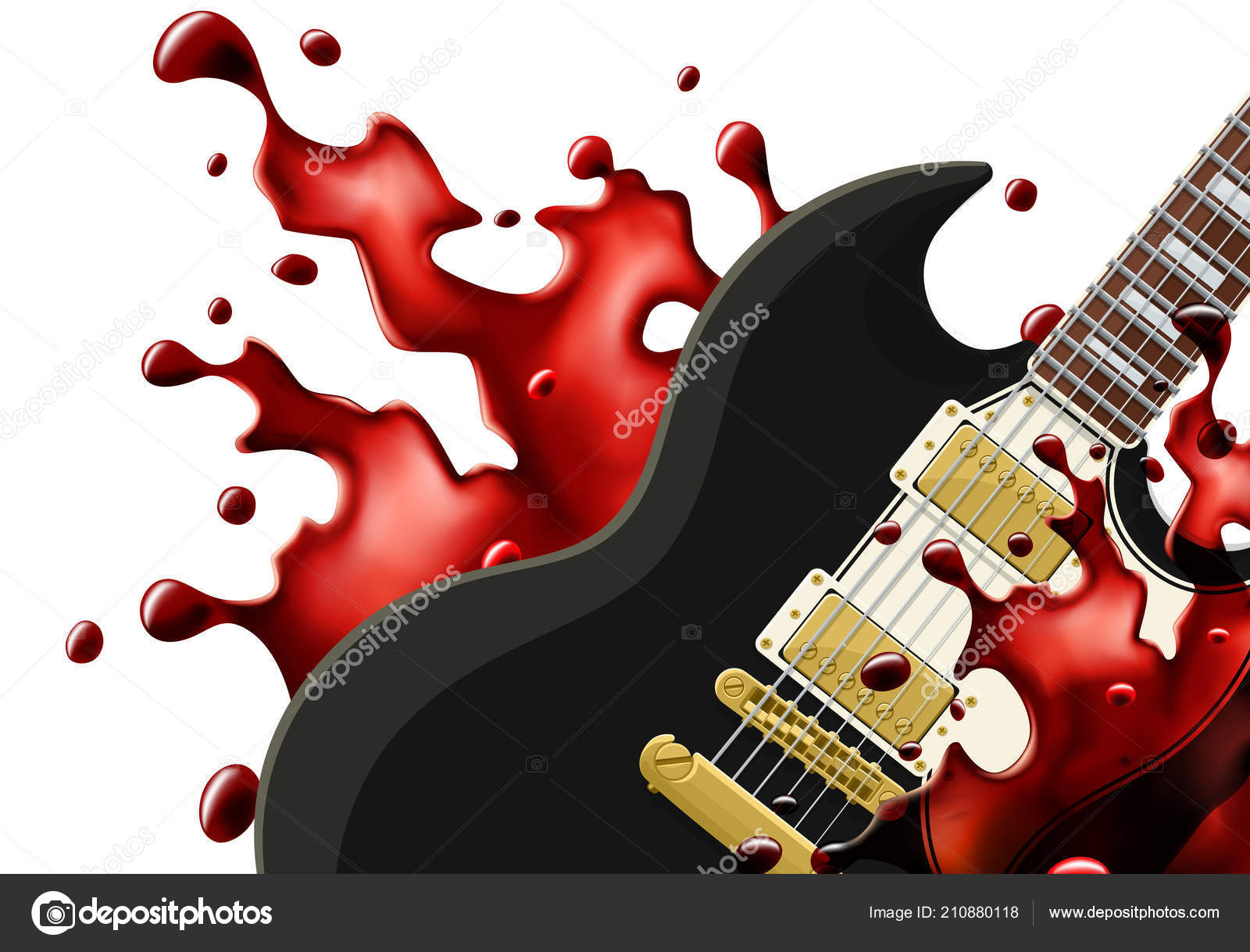 Black metal guitar with a blood splash isolated Stock Photo by ...