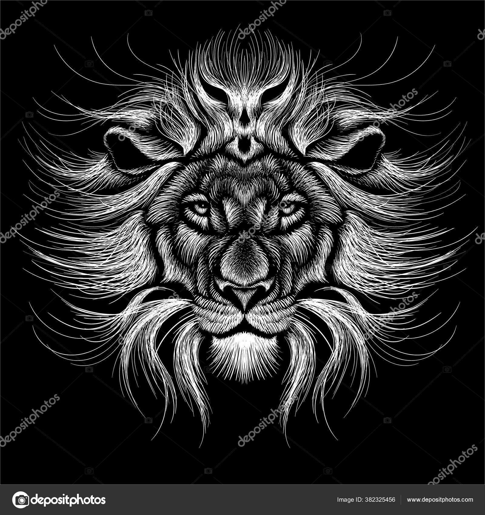 Vector Logo Lion Tattoo Shirt Print Design Outwear Hunting Style Stock ...
