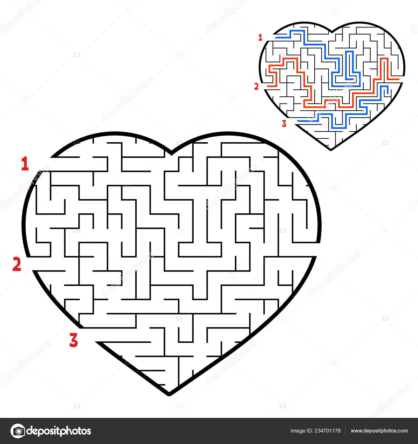 Labyrinth Heart Game Kids Adults Find Right Path Puzzle Children ⬇ ...