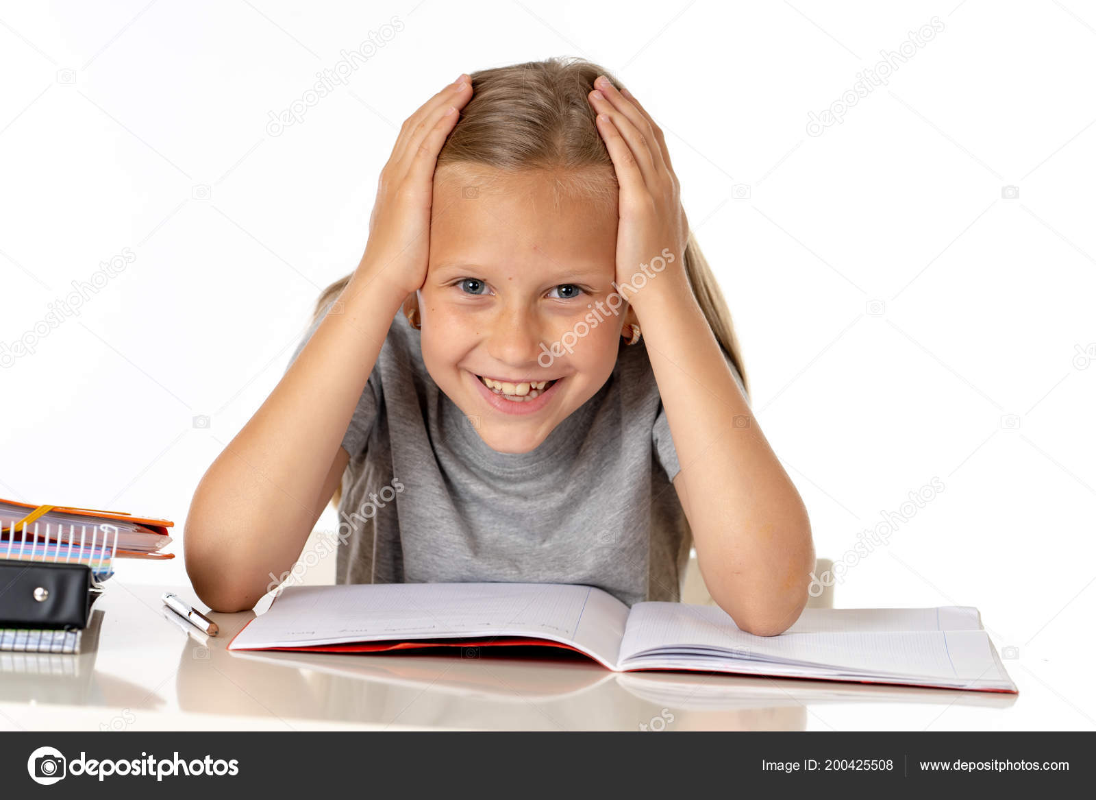 Education Elementary School Childhood Emotions Concept Sad Bored Little ...