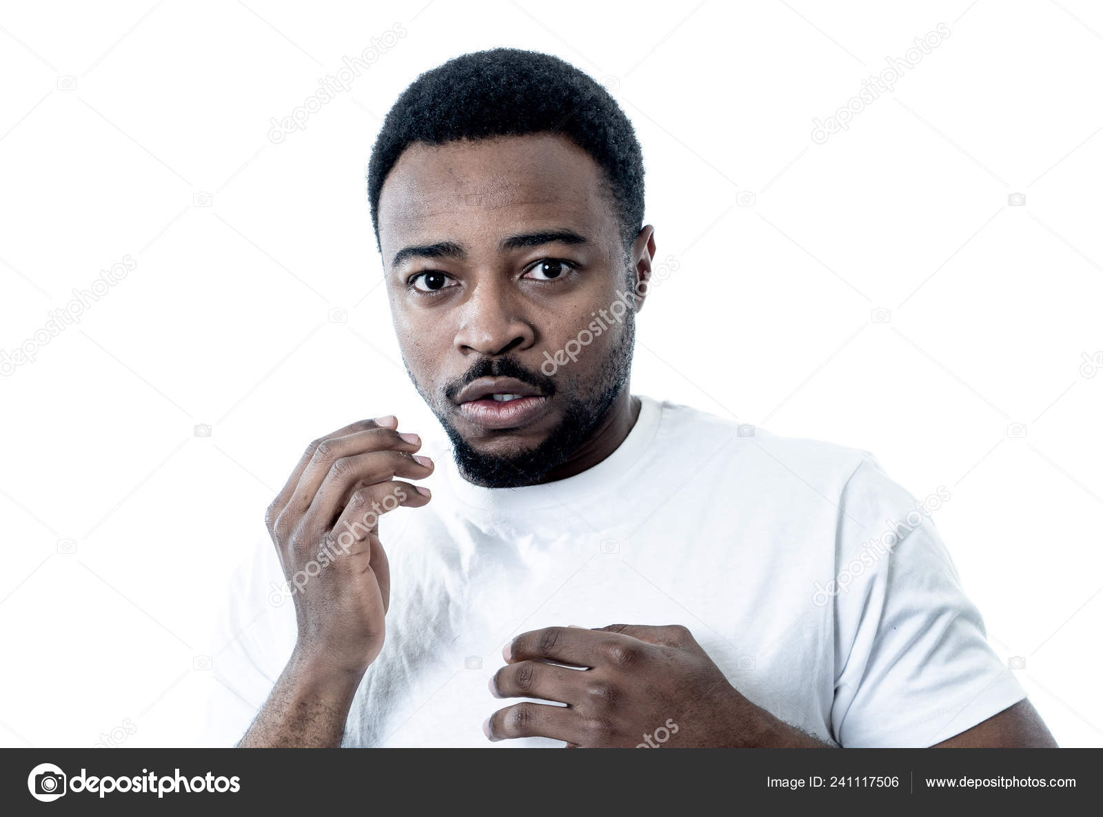 Portrait Handsome Young Man Shock Scared Expression His Face Making ...