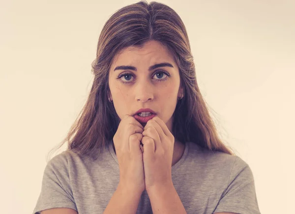 Portrait Young Sad Woman Scared Concerned Looking Worried Fear ...