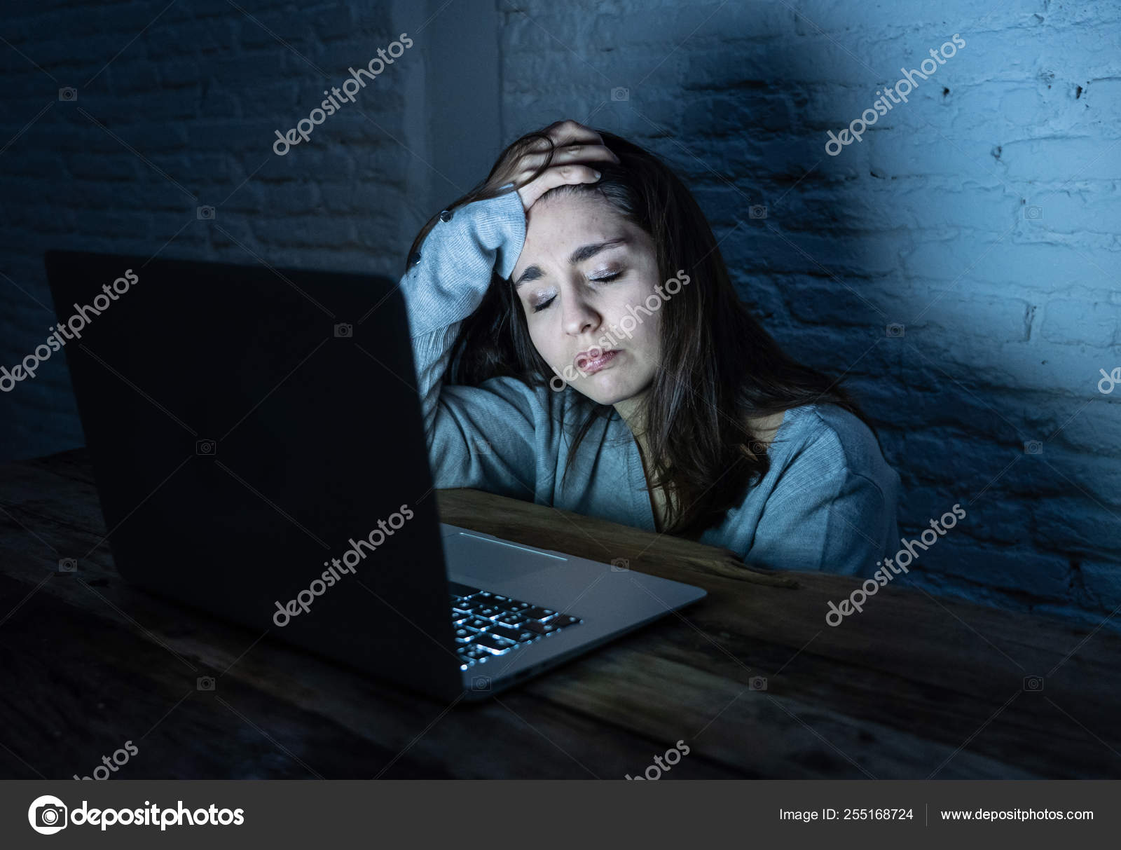 Dramatic Portrait Sad Scared Young Woman Stressed Worried Staring ...