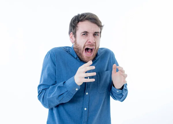 Portrait Young Man Shock Scared Face Paralysed Fear Frightened Face ...