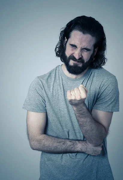 Sad sensitive man looking depressed and desperate feeling sorrow ...