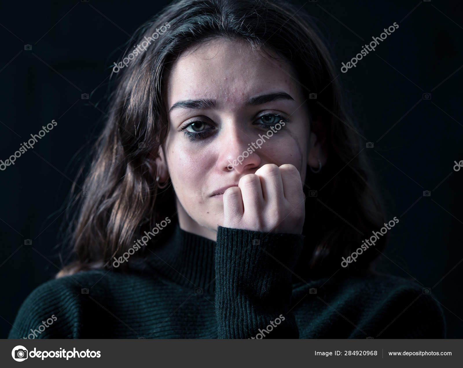 Scared Crying Woman