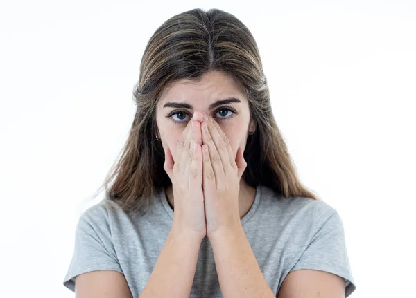 Portrait Young Sad Woman Scared Concerned Looking Worried Fear ...