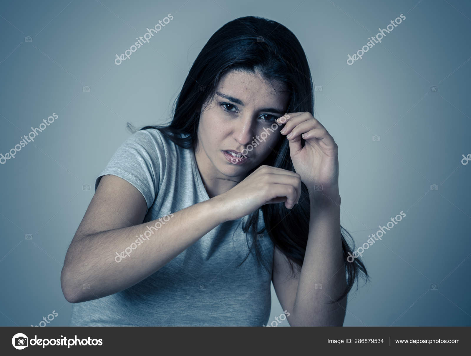 Young Woman Feeling Scared Shocked Making Fear Anxiety Gestures Looking ...