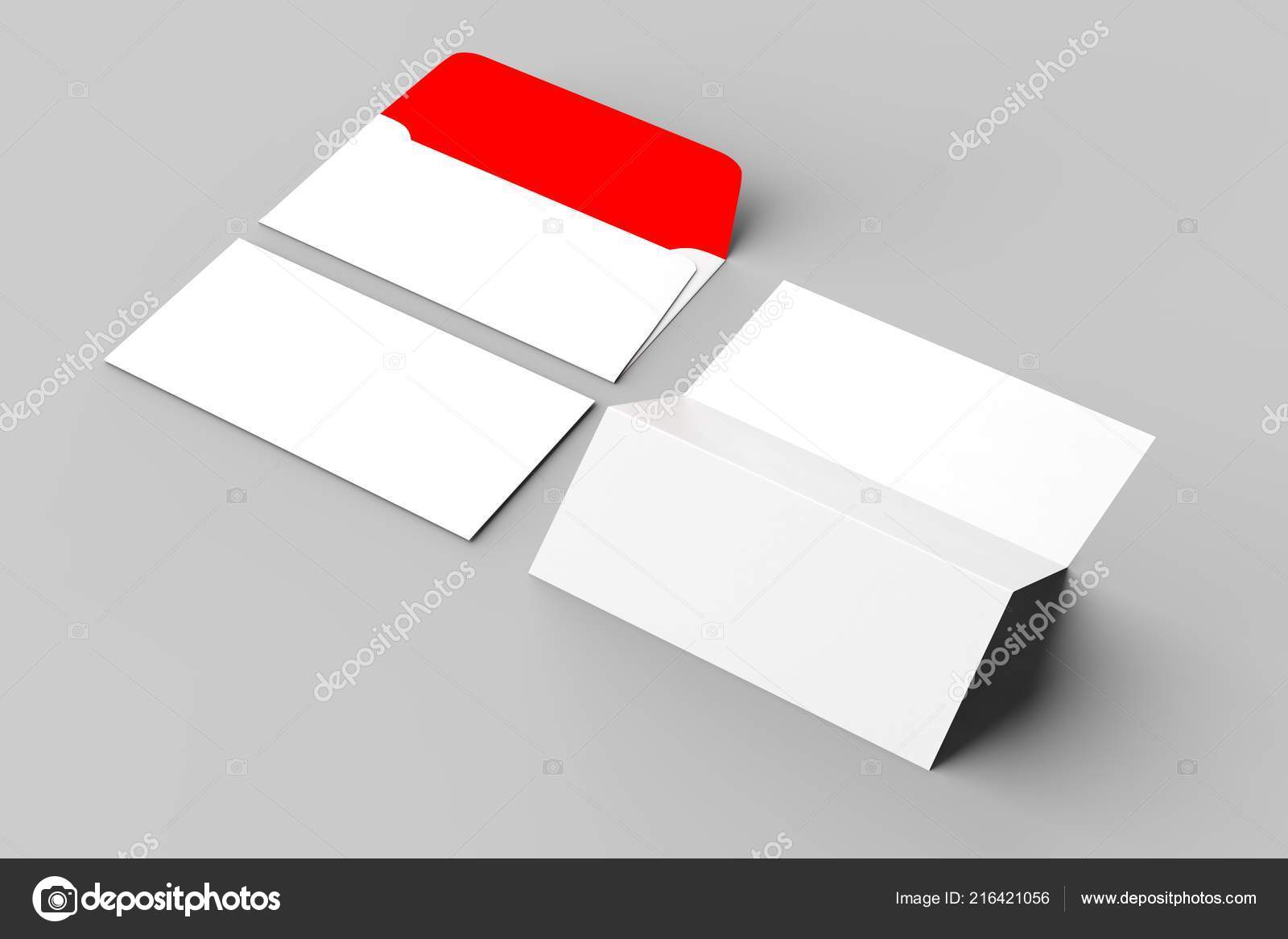 White Envelope Mock Three Fold Paper Isolated Soft Gray Backgorund ...