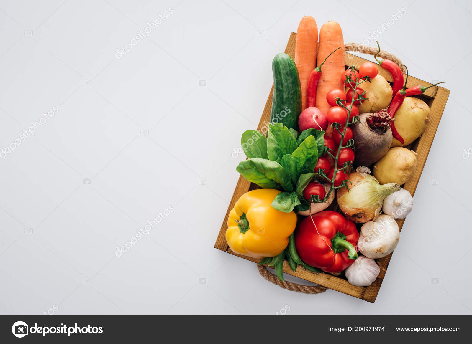 Top View Box Fresh Ripe Vegetables Isolated White — Stock Photo ...