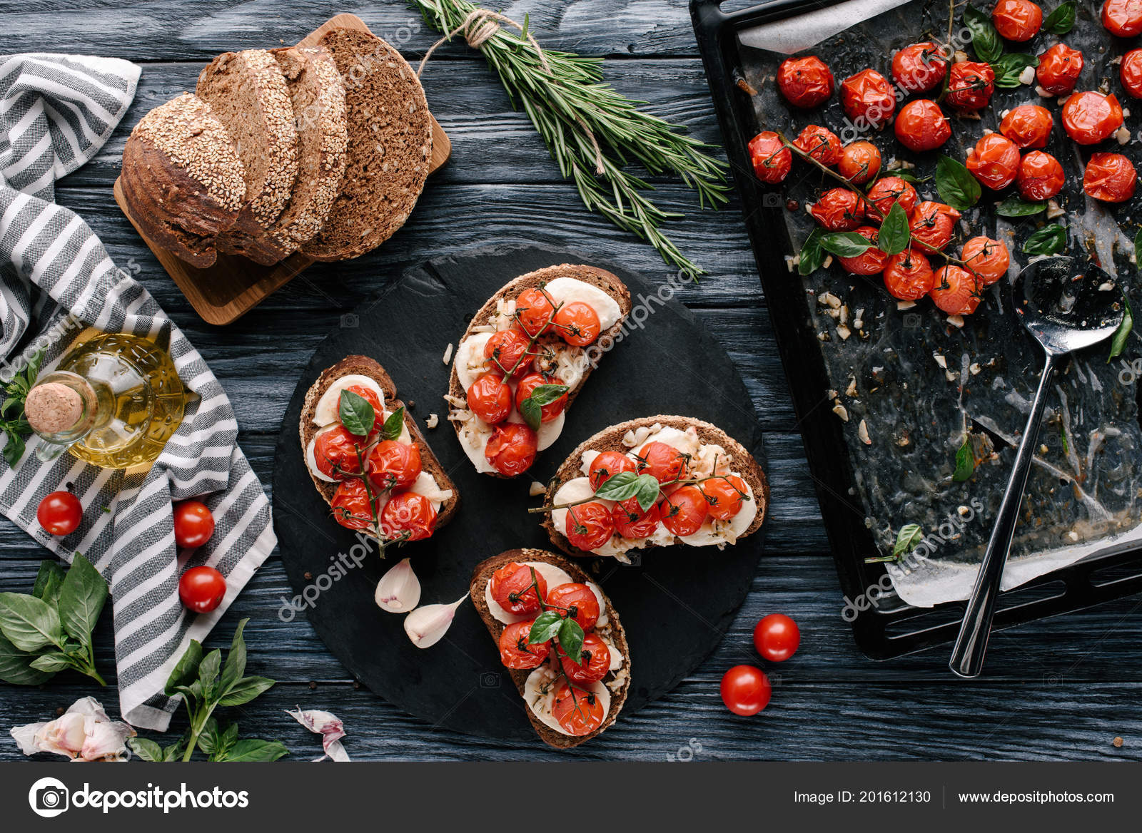 Process Making Sandwiches Mozzarella Tomatoes Wooden Table Baking Pan ...